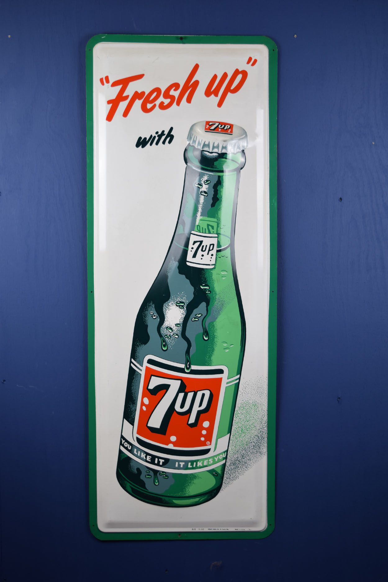 7 UP Embossed Tin Bottle Sign Fresh Up With 7UP - Discover Studebaker's ...