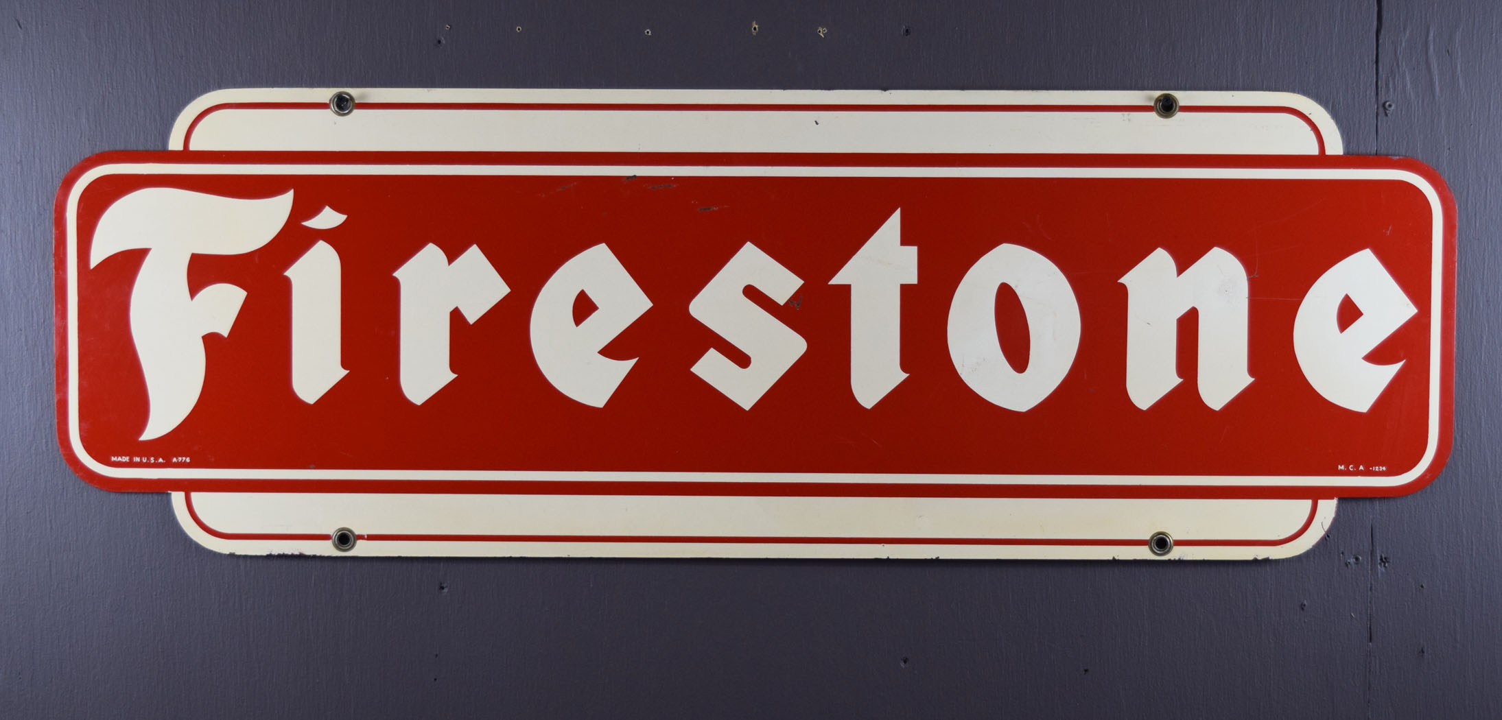 Firestone Die Cut Metal Sign Double Sided Service Station - Discover ...