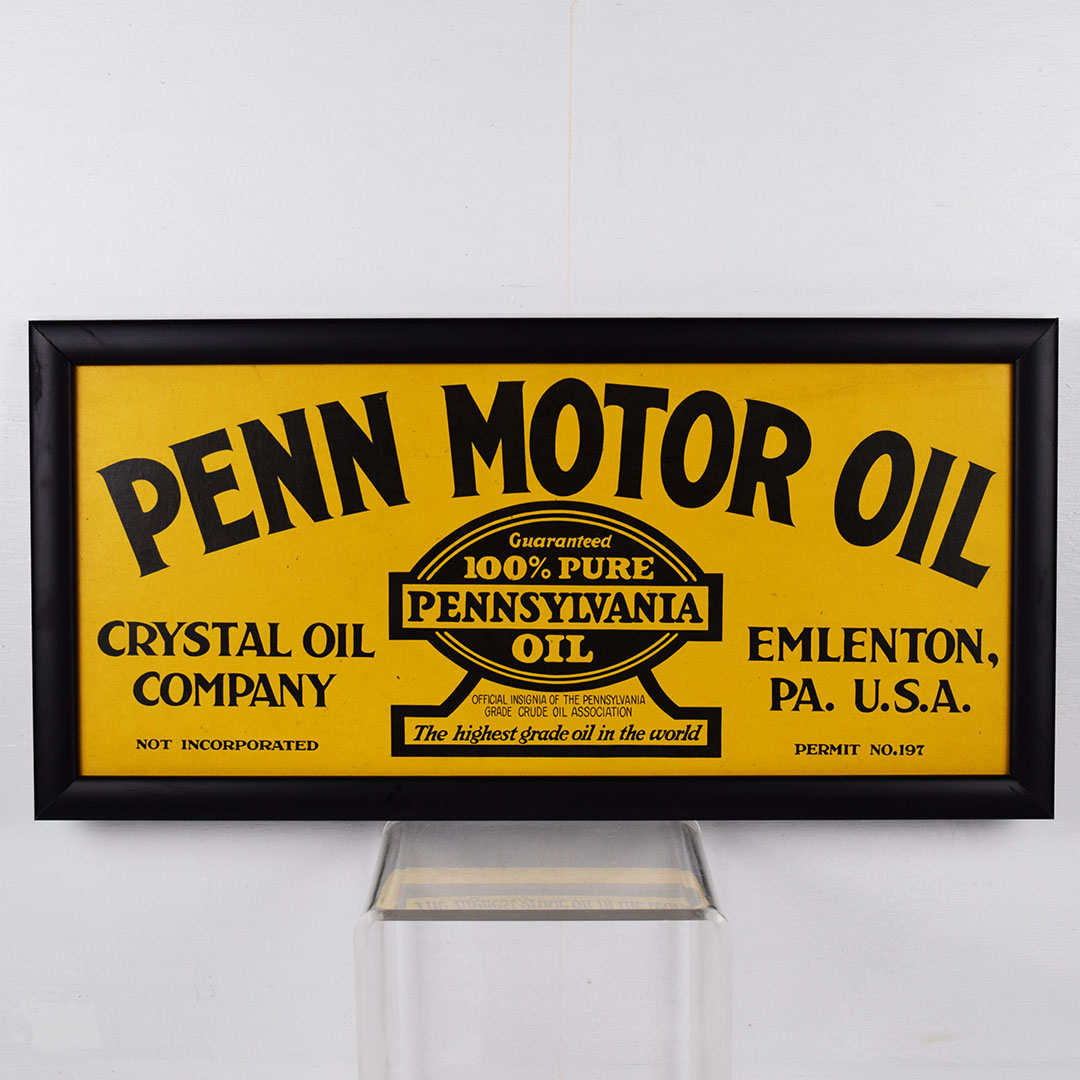 Penn Motor Oil Framed Cardboard Sign Emlenton PA - Discover Studebaker ...