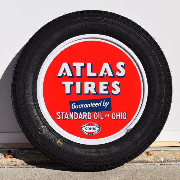 Atlas Tires Porcelain Tire Insert Sign With Atlas Tire Stand - Discover ...