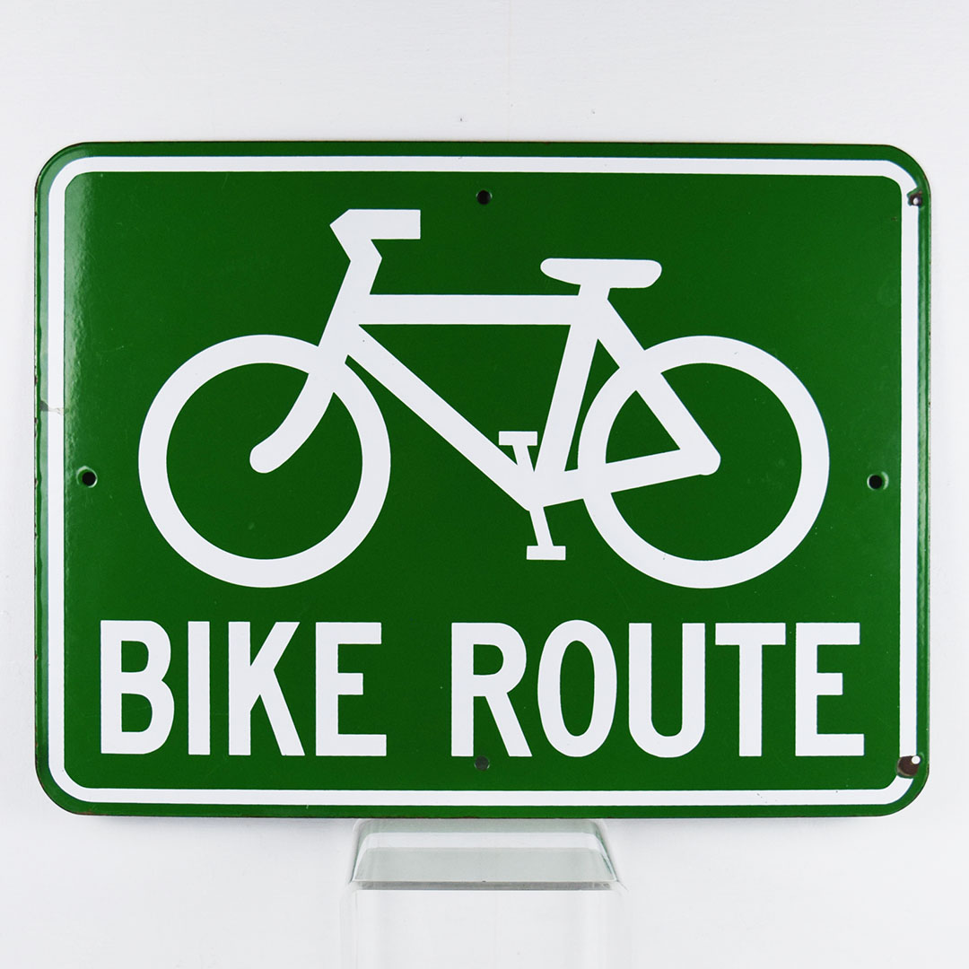 Vintage Bike Route Porcelain Street Sign 18 By 24 Inches - Discover ...