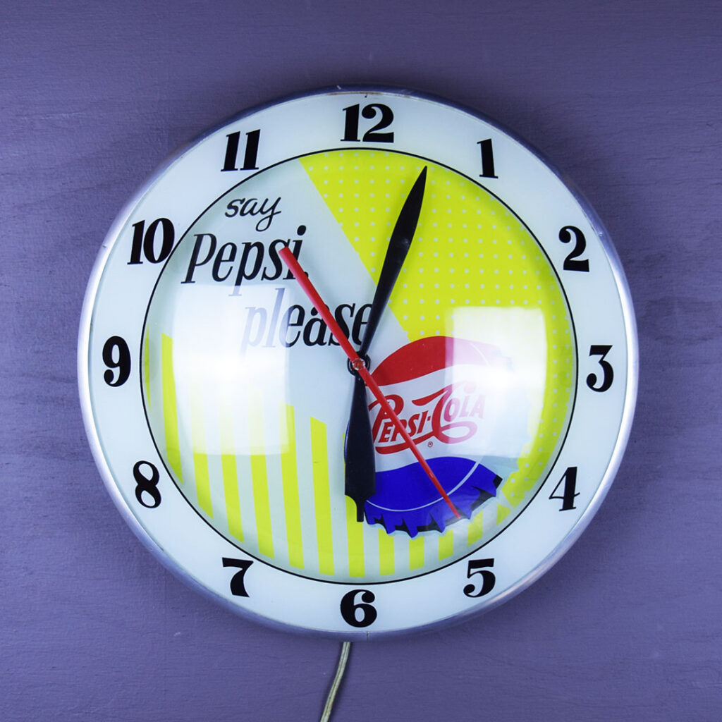 Say Pepsi Please Double Bubble Light Up Clock Works Great 1961 ...