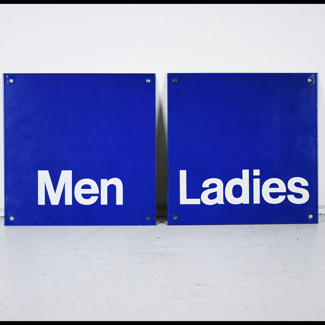 Porcelain Mobil Gas Station Men & Ladies Restroom Signs Pair - Discover ...