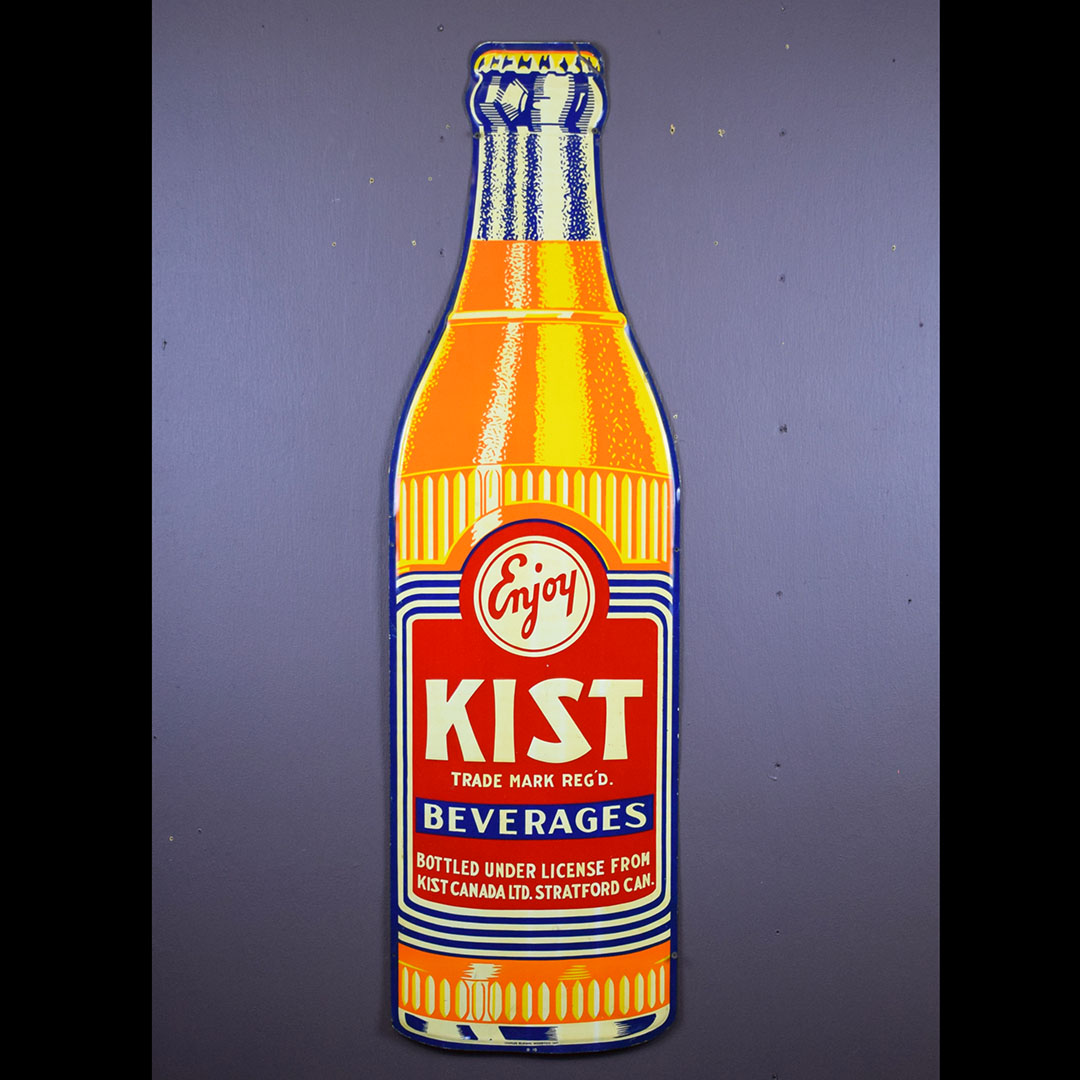 Enjoy Kist Beverages Orange Soda Bottle Sign Tin TAC Canada - Discover Studebaker's Vintage ...