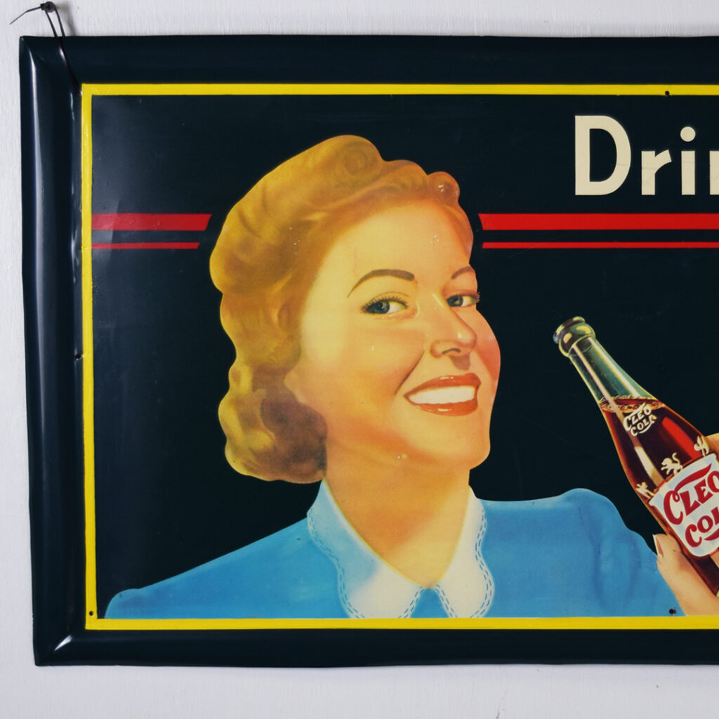1941 Drink Cleo Cola Embossed Self Framed Tin Sign Vess Beverage Co ...